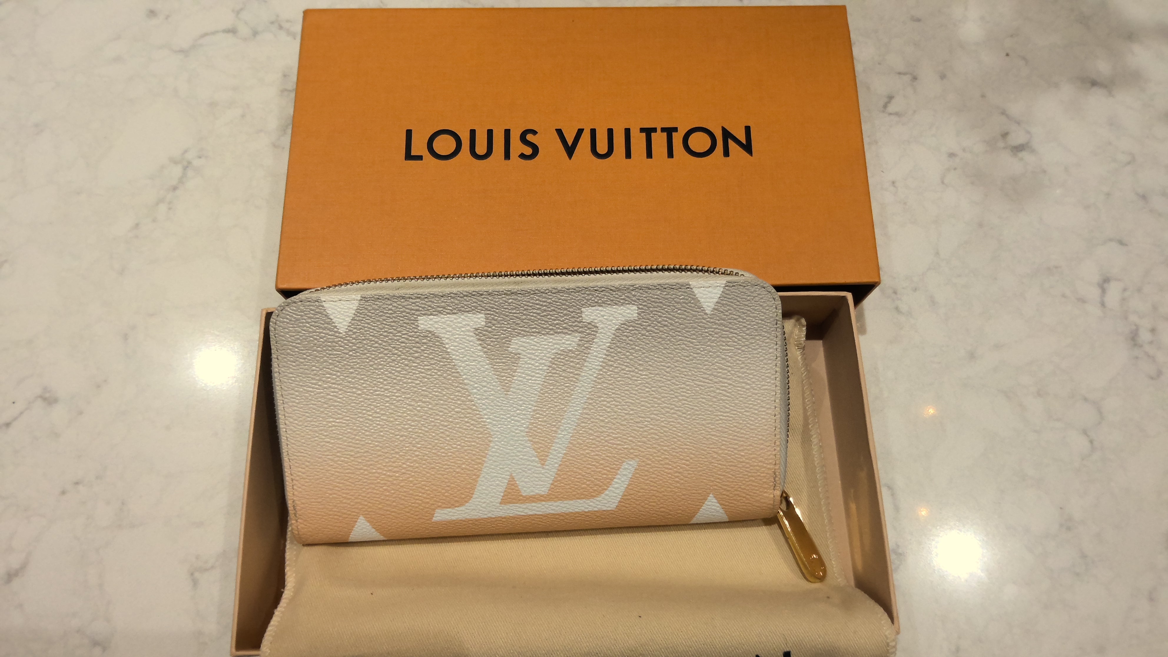 LV Monogram Wallet Brume Orange White Canvas – Bougie June's